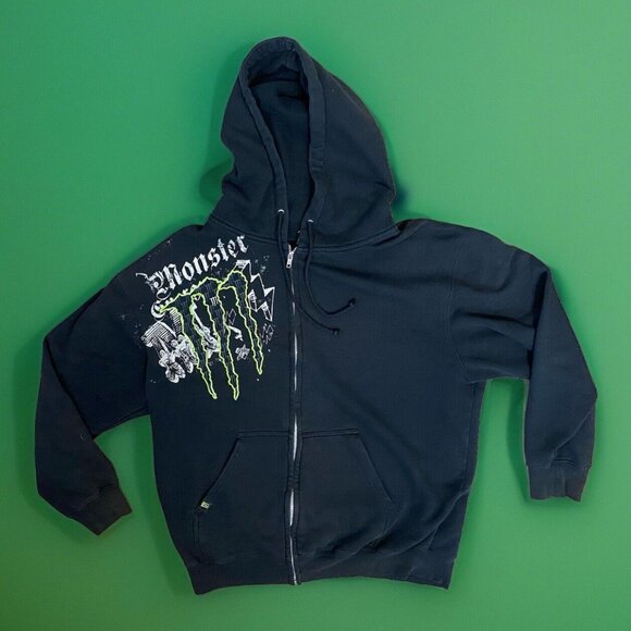 Monster Energy | Shirts | Y2k Monster Energy Zip Up Black Hoodie Moto X Games Grunge | Poshmark